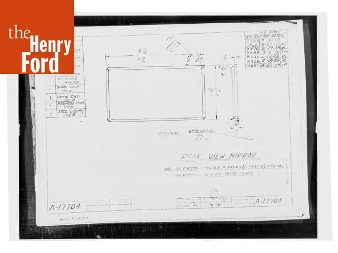 Drawing, "Rear View Mirror," Ford Model A, August 22, 1928 - The Henry Ford