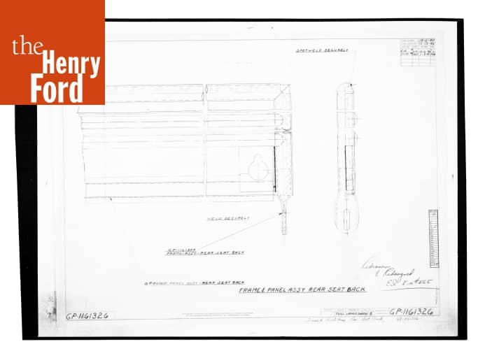 Drawing, "Frame & Panel Assy Rear Seat Back," Ford GP, January 8, 1941 ...