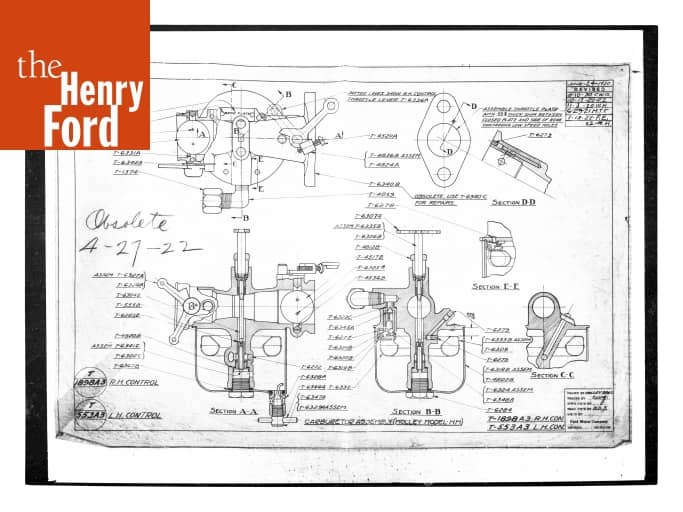 Drawing, "Carburetor Assembly (Holley Model NH)," Ford Model T, January ...