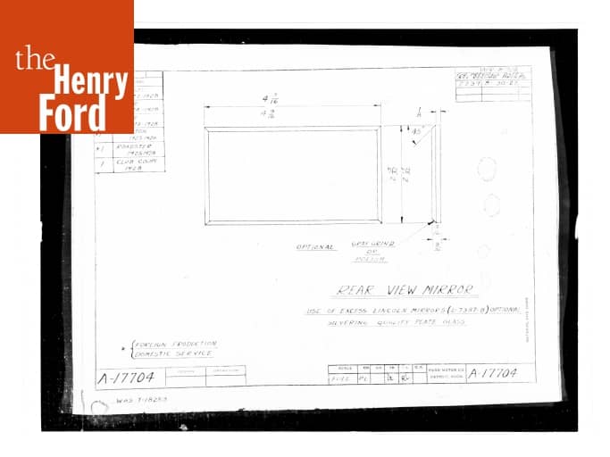 Drawing, "Rear View Mirror," Ford Model A, August 30, 1927 - The Henry Ford