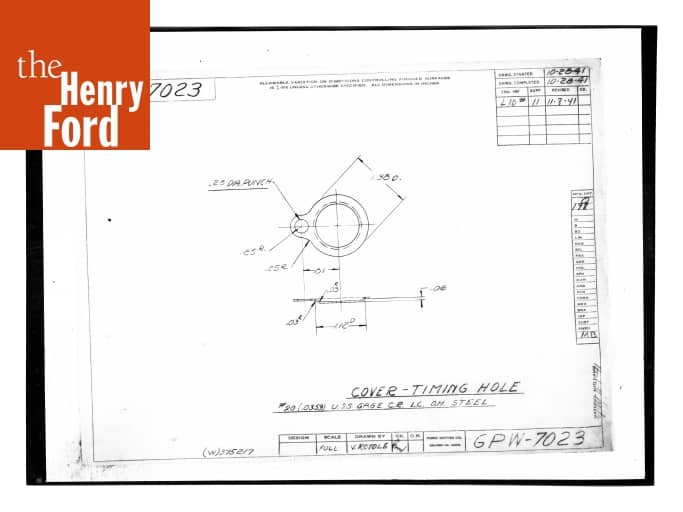Drawing, "Cover - Timing Hole," Ford GPW, November 8, 1941 - The Henry Ford