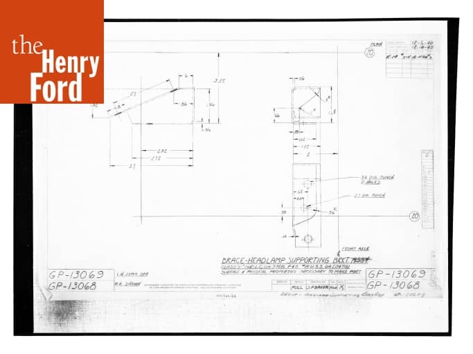 Drawing, "Brace - Headlamp Supporting Brkt.," Ford GP, December 11 ...