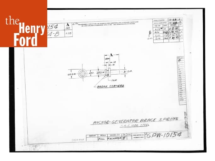 Drawing, "Anchor - Generator Brace Spring," Ford GPW, April 27, 1943 ...