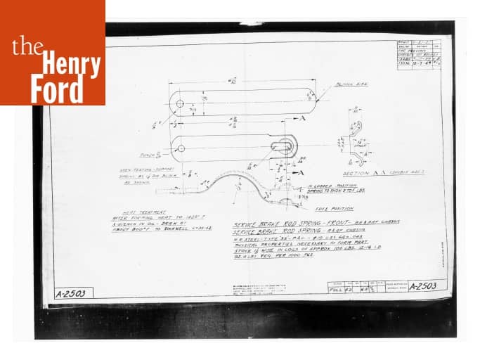 Drawing, "Service Brake Rod Spring," Ford Model A, December 7, 1929 ...
