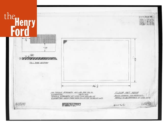 Drawing, "Floor Mat Rear," Ford Model A, January 16, 1929 - The Henry Ford