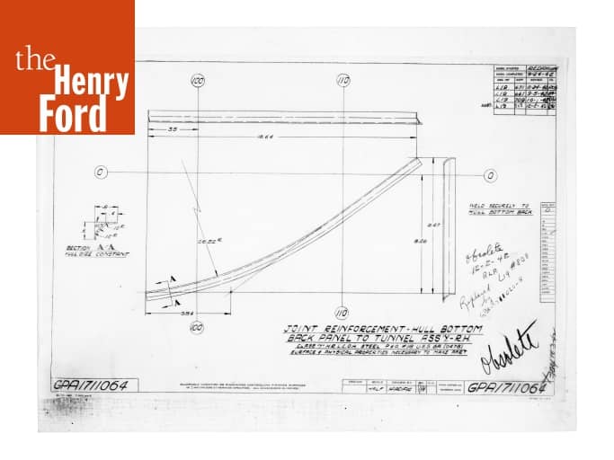 Drawing, "Joint Reinforcement - Hull Bottom Back Panel to Tunnel Ass'y ...