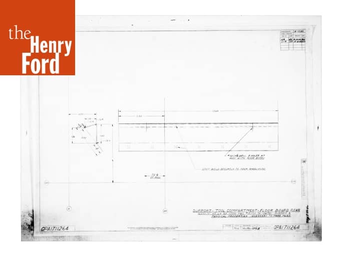 Drawing, "Support - Tool Compartment - Floor Board Rear," Ford GPA ...