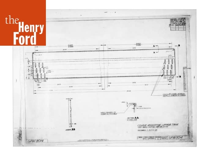Drawing, "Cover - Radiator - Upper Tank," Ford GPW, March 17, 1944 ...