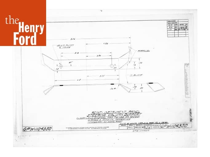 Drawing, "Reinf. - Instrument Panel Steering Column Support," Ford GPW ...