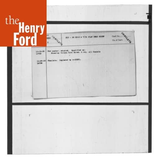 Engineering Release Notes, Flat Head Screw, Ford Model A, 1928-1929 ...