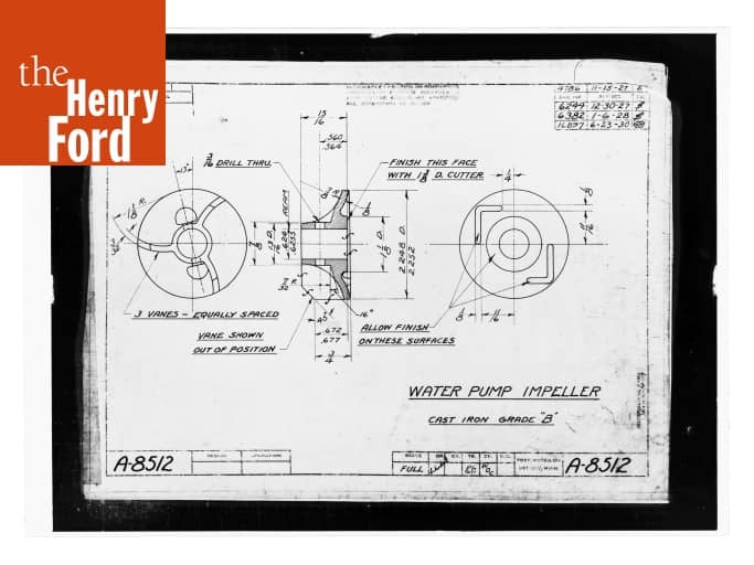 Drawing, "Water Pump Impeller," Ford Model A, June 23, 1930 - The Henry ...