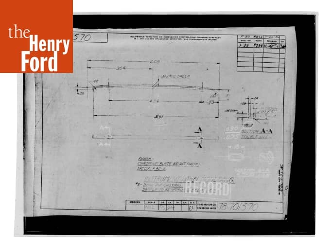 Drawing, "Instrument Panel Moulding," Ford Automobile, October 16, 1936 ...