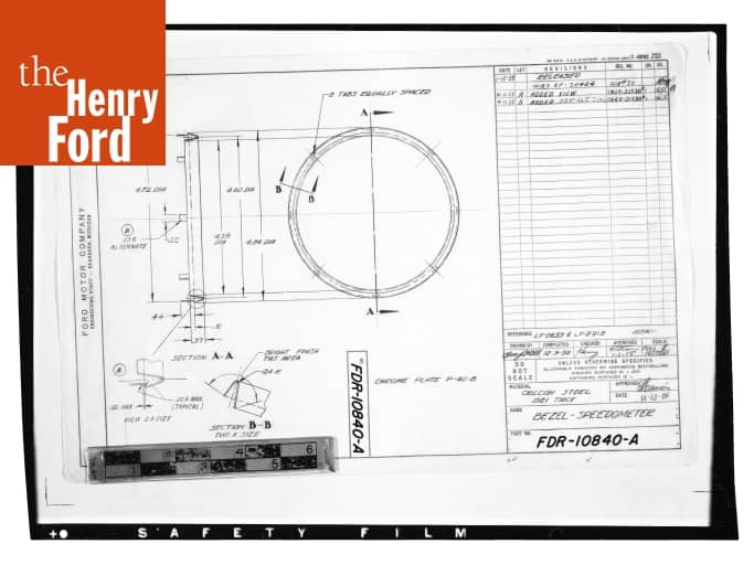 Drawing, "Bezel - Speedometer," Ford Automobile, April 11, 1955 - The ...