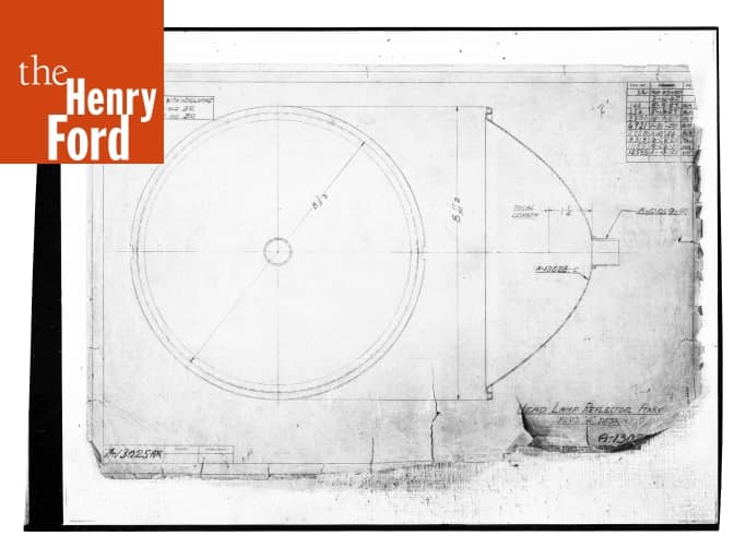Drawing, "Head Lamp Reflector Assy," Ford Model A, April 4, 1929 - The ...