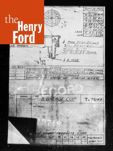 Drawing, "1/8 Grease Cup," Ford Model T, January 13, 1926 - The Henry Ford