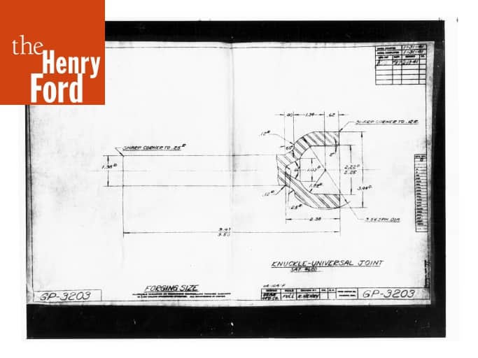Drawing, "Knuckle - Universal Joint," Forging Size, Ford GP, February ...