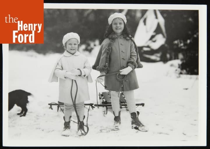 Martha and Elizabeth Firestone with Sleds, circa 1930 - The Henry Ford