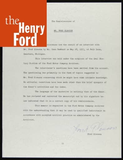 The Reminiscences of Fred Gleason - The Henry Ford