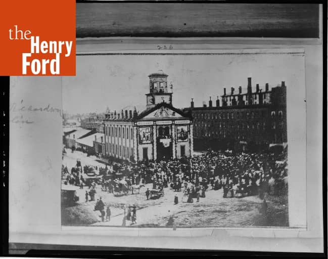 Detroit's Original City Hall Building with Market Sheds Behind, 1861 ...