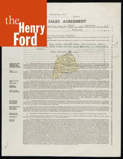 Cancelled Ford Sales Agreement for A.A. Knee, Charlotte, North Carolina ...