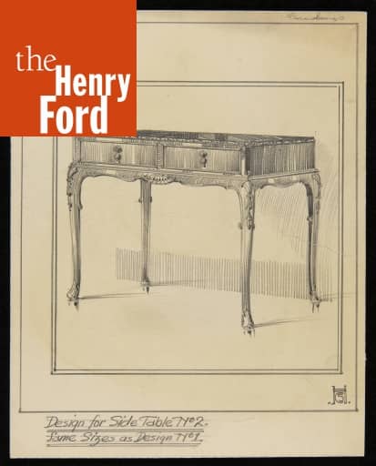 Presentation Drawing of a Side Table for Fair Lane Estate, 1921-1923 ...