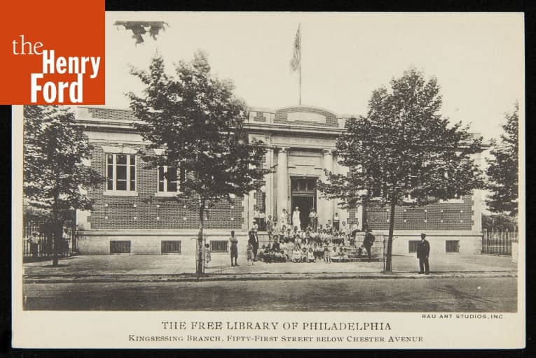 Postcard, "The Free Library of Philadelphia, Kingsessing Branch, Fifty ...