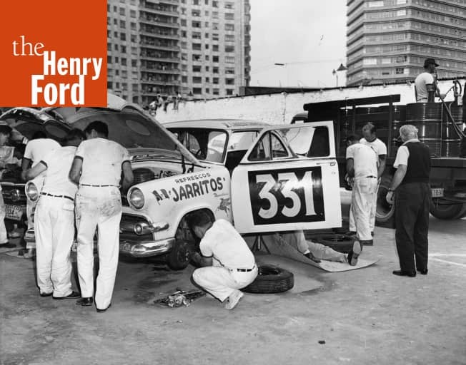 Mechanics Working on Race Car during the La Carrera Panamericana ...