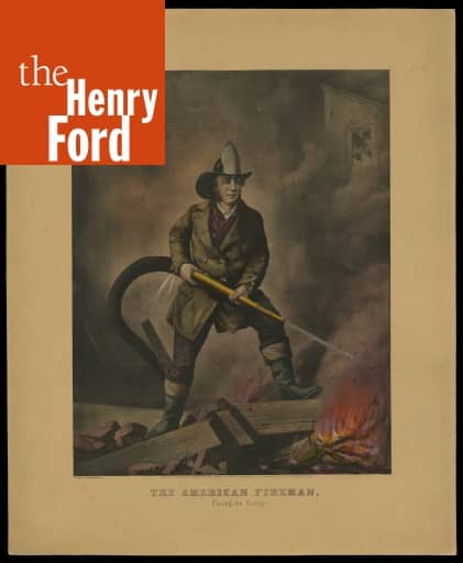 Lithograph, "The American Fireman, Facing the Enemy" 1858 - The Henry Ford