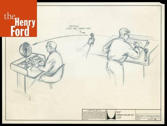 Herman Miller Action Office Concept Drawing, "Portable Little Man Phone ...