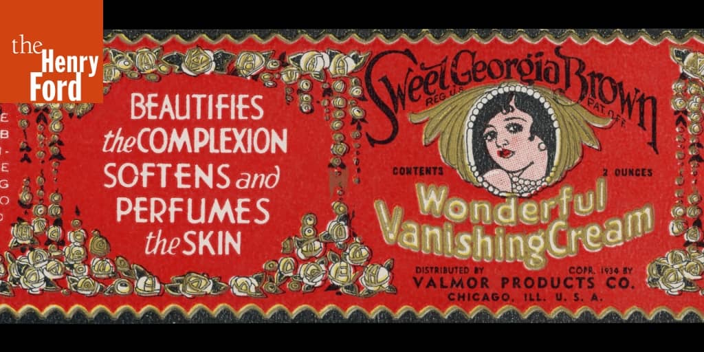 Product Label for Sweet Georgia Brown Wonderful Vanishing Cream, 1934 ...