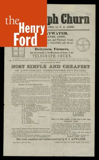 Broadside Advertising the Telegraph Churn Patented by T.A. Jebb, April ...