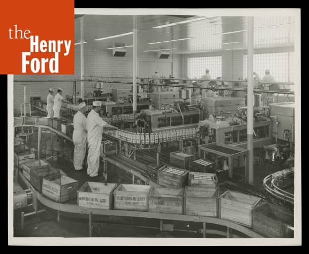 Men Working in Hawthorn-Mellody Farms Dairy Processing Plant, circa ...