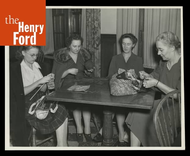 Employees Knitting for the War Effort during Lunchtime at the Ford ...