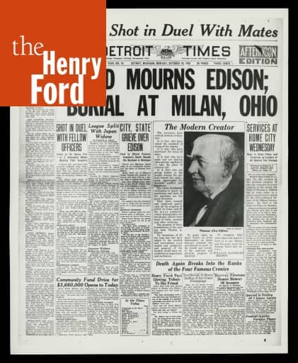 Front Page of Detroit Times Newspaper with Headline, "World Mourns ...