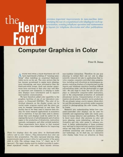 "Computer Graphics in Color," Article from "Bell Laboratories Record ...