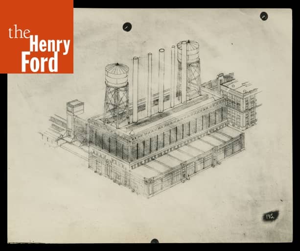 Drawing of the Ford Motor Company Highland Park Plant Powerhouse, circa ...