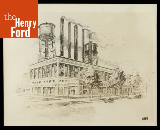 Drawing of the Ford Motor Company Highland Park Plant Powerhouse, circa ...