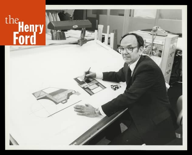 Man Sitting at a Design Board with Ford Tractor Drawings, 1984 - The ...
