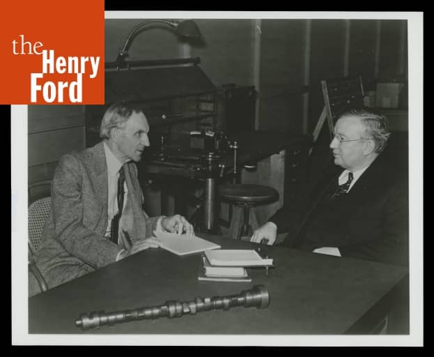 Henry Ford and W.J. Cameron at the Ford Engineering Laboratory, 1933 ...