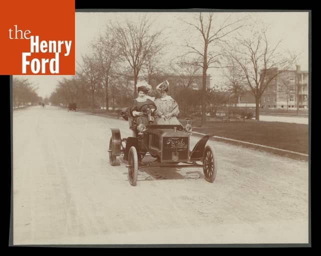 Myrle Clarkson Driving a 1906 Ford Model N with Clara Ford as Passenger ...