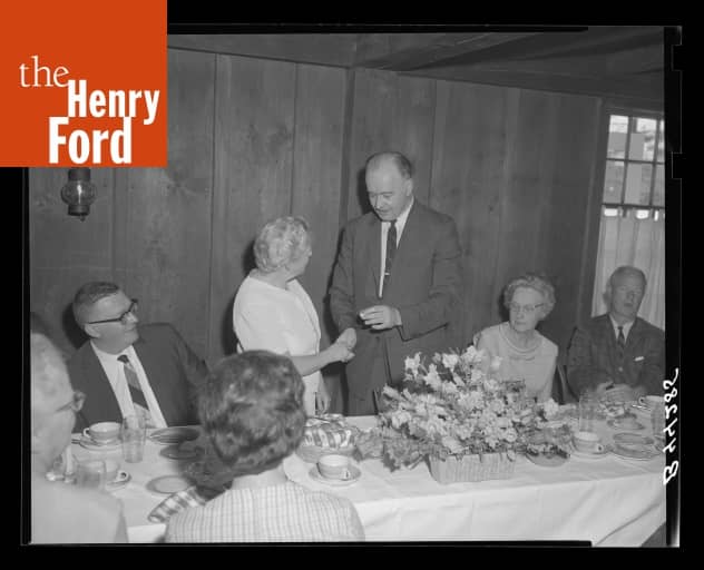 Helen Doremus at Her Retirement Luncheon, Shaking Hands with Edison ...