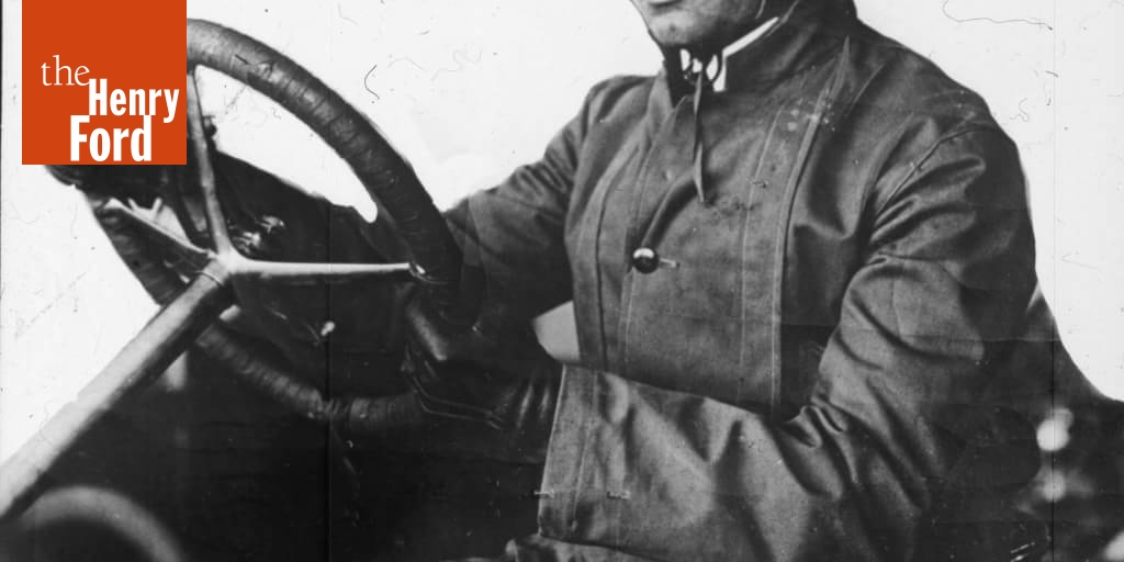 E. Linn Mathewson at the Wheel of the Thomas Flyer, New York to Paris ...