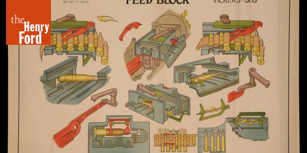 Cutaway Illustration, Vickers .303" Machine Gun Feed Block, circa 1917 ...