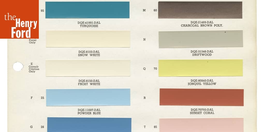 Paint Color Swatch Card for 1958 Edsel Cars - The Henry Ford