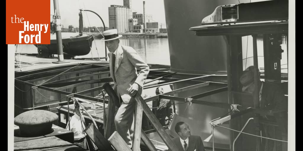Henry Ford and Edsel Ford Leaving the Ship "Truant" after Inspection ...