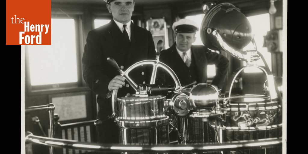 Crew on Bridge of Ford Motor Company Ship "Henry Ford II," circa 1938 ...
