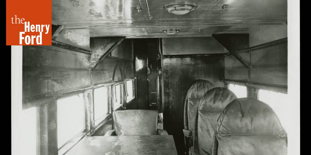 Interior of Ford Tri-Motor Airplane with Charles Lindbergh's Desk, 1928 ...