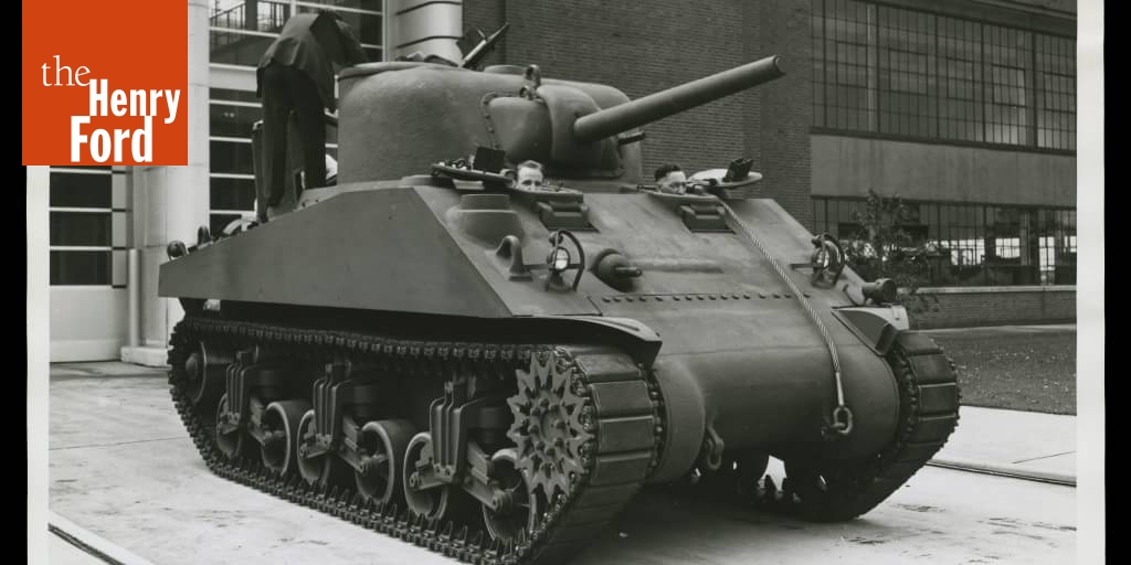 Ford Motor Company Executives inside Ford M-4 Tank, Highland Park Plant ...