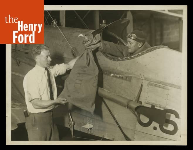 U.S. Air Mail Pilot Charles Ames Delivering First Overnight Mail ...