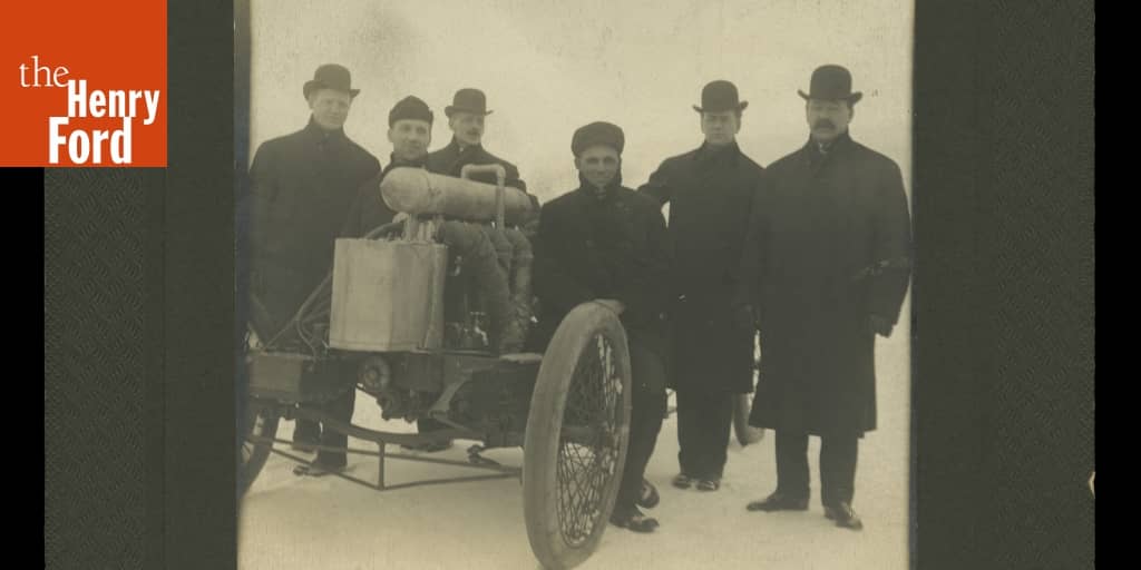 Henry Ford and Ford Motor Company Stockholders with Arrow Racer on Lake ...